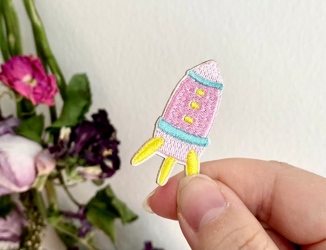 Pink Rocket Launching Patch Rocket Patch DIY Patch Iron on Patch ...