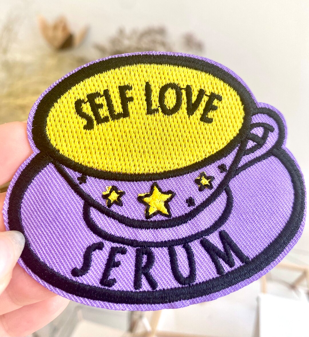 Purple Self Love Serum Iron On Patch Positive Energy Self Etsy