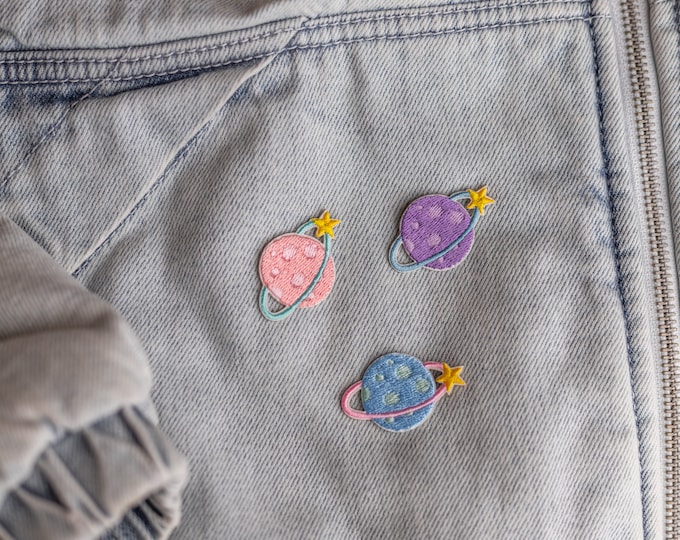 Planet Iron on Patch | Planet Sew on Badge | DIY Patch| Cute UFO ...