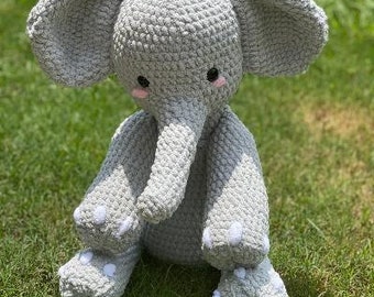 Crochet Jumbo Chunky Elephant Amigurumi Plushie Stuffed Animal Handmade ...