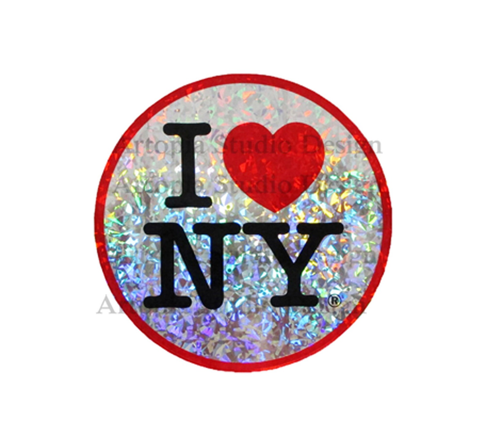 OFFICIALLY LICENSED I Love NY Round Foil Bumper Sticker With Genuine ...