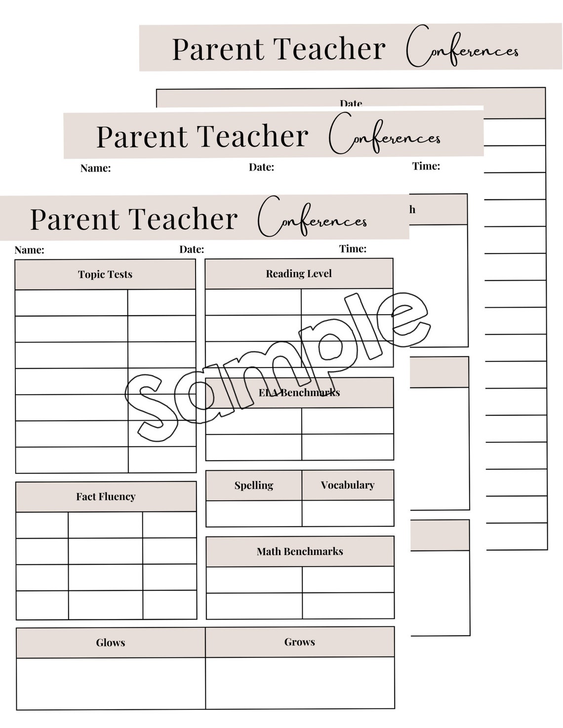 Parent Teacher Conference Forms| Editable Progress Report Template - Etsy