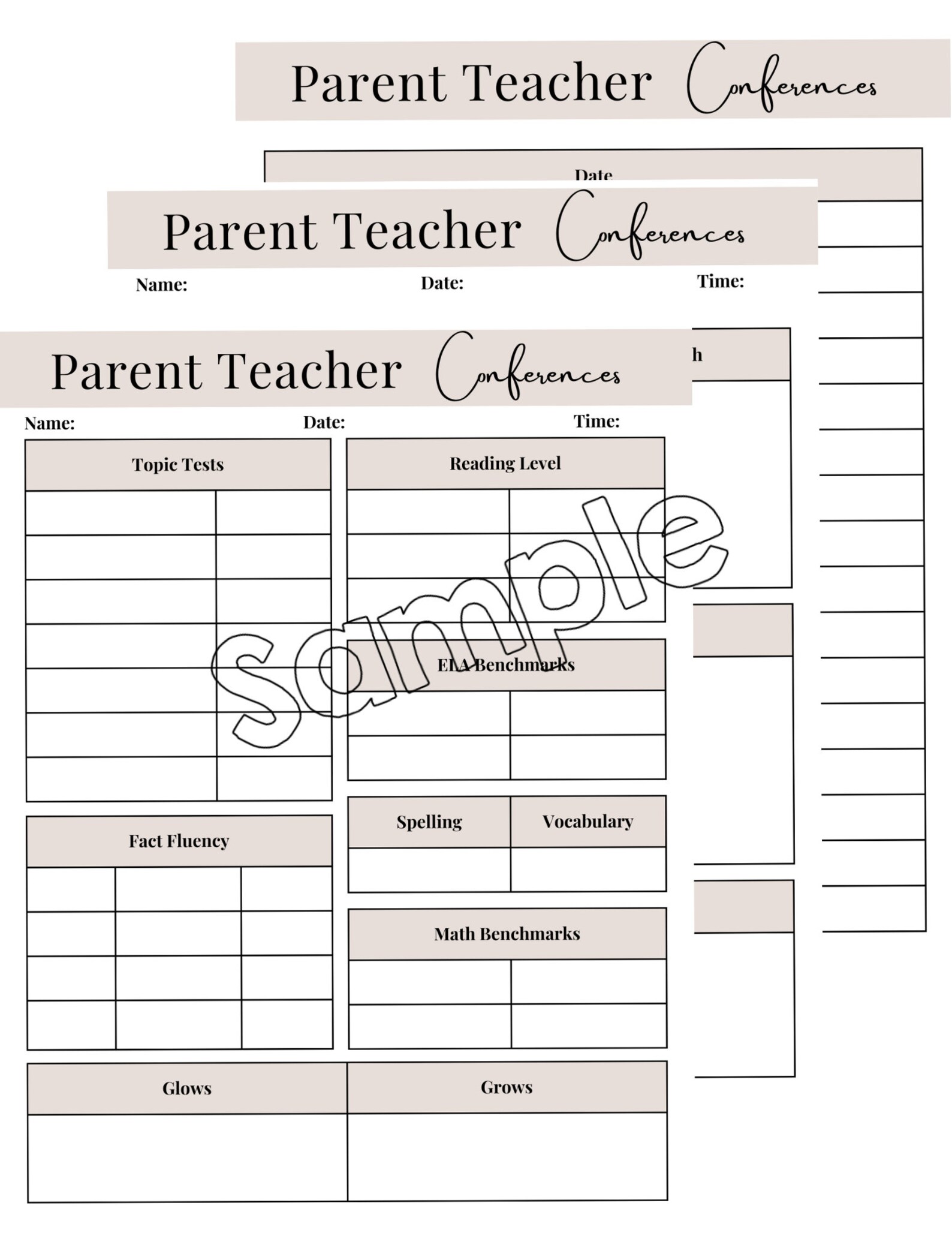 Parent Teacher Conference Forms| Editable Progress Report Template - Etsy
