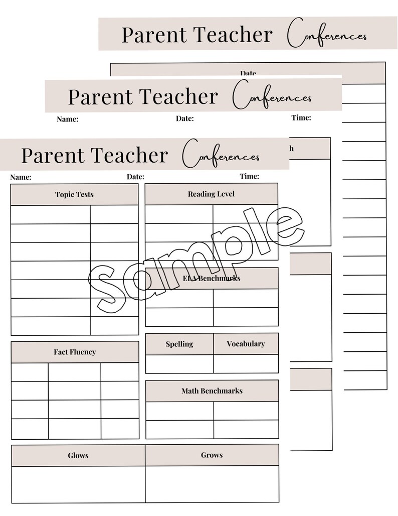 Parent Teacher Conference Forms| Editable Progress Report Template - Etsy