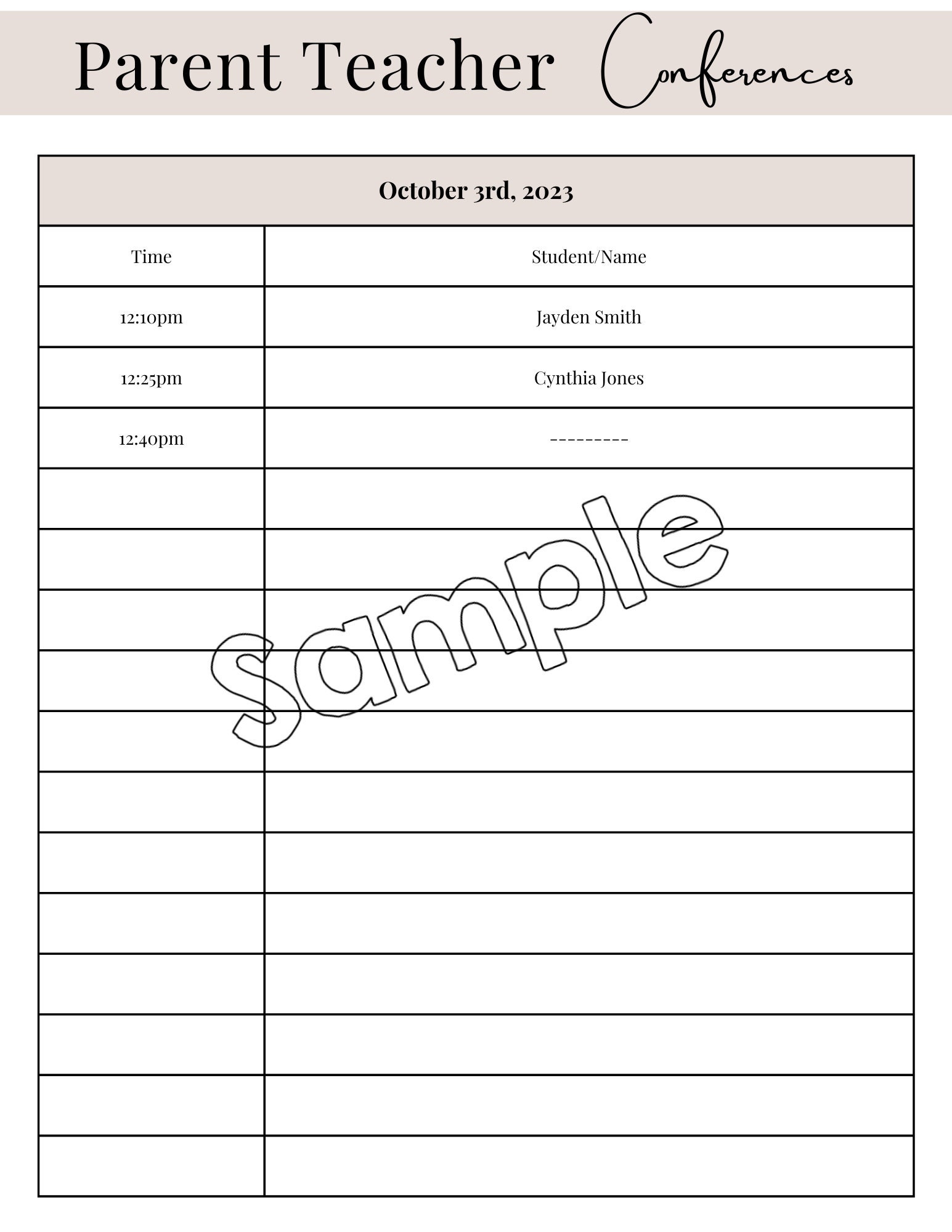 Parent Teacher Conference Forms| Editable Progress Report Template - Etsy