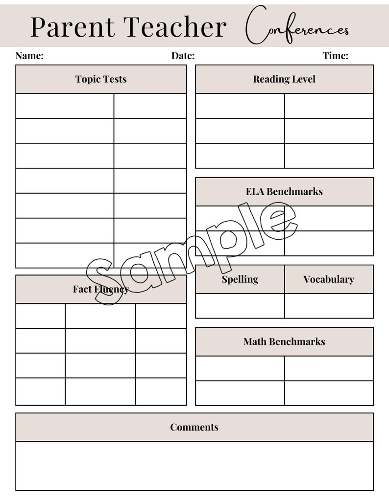 Parent Teacher Conference Forms| Editable Progress Report Template - Etsy