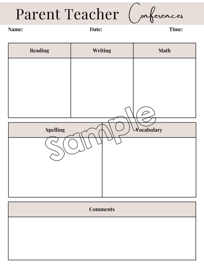 Parent Teacher Conference Forms| Editable Progress Report Template - Etsy