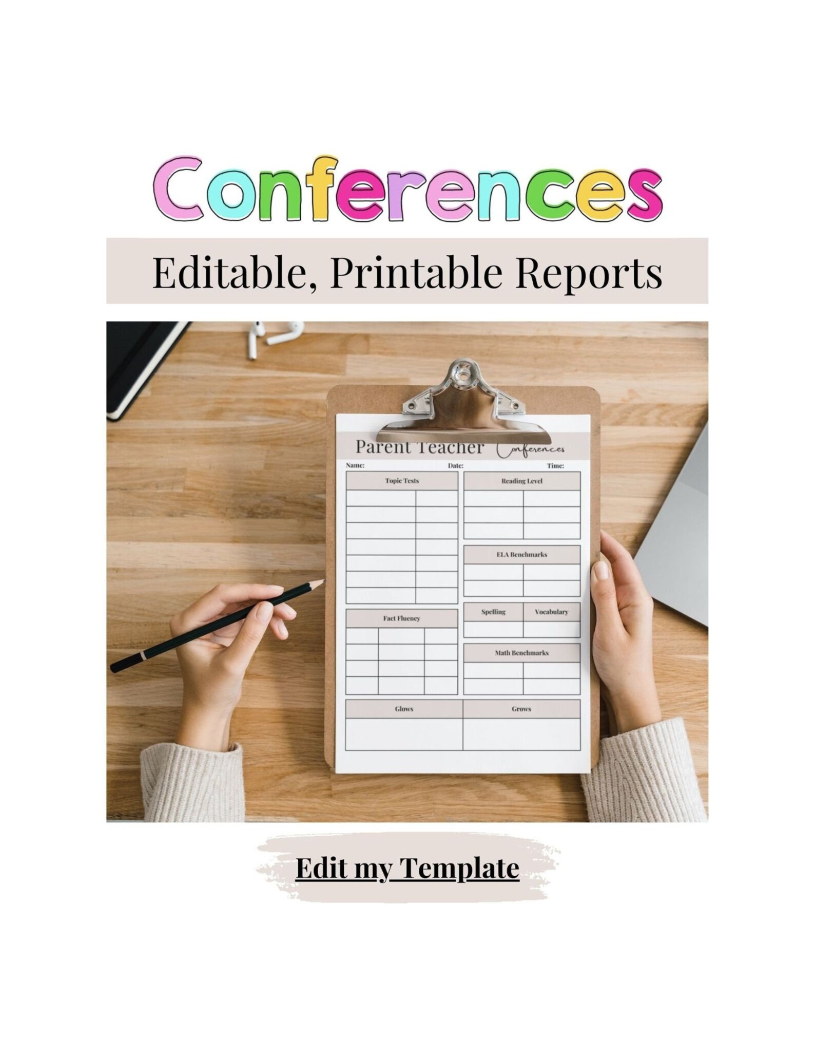 Parent Teacher Conference Forms| Editable Progress Report Template - Etsy