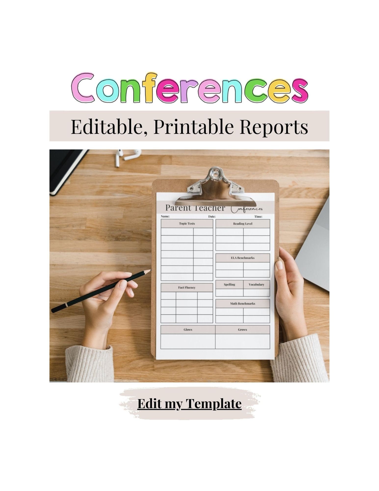 Parent Teacher Conference Forms| Editable Progress Report Template - Etsy
