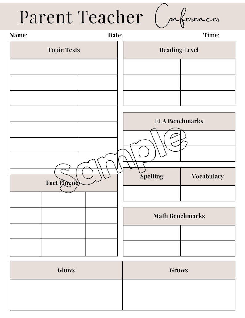 Parent Teacher Conference Forms| Editable Progress Report Template - Etsy