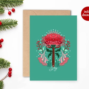 Printable Australian Christmas Card 5 X 7 Size, Illustrated Aussie ...