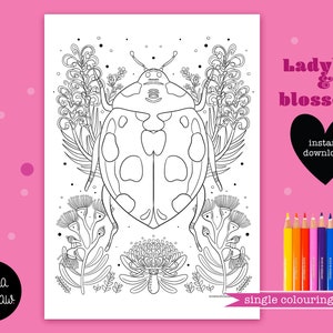 Printable Colouring in Page, Beetle, Ladybug Drawing JPG, Colouring in ...