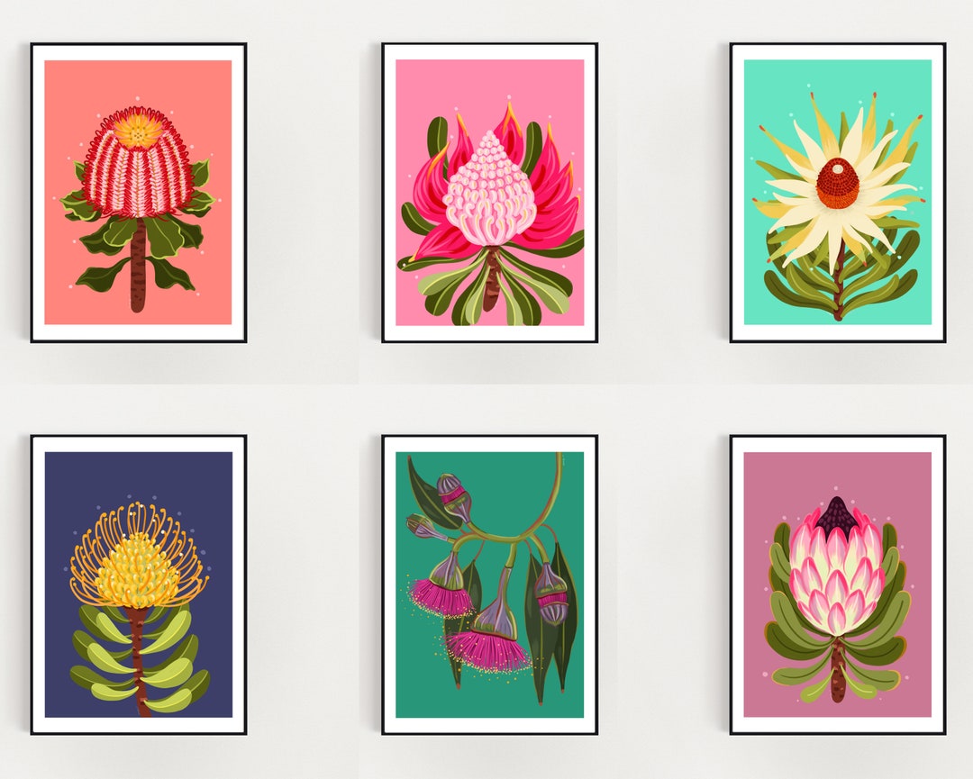 Australian Native Flowers Collection Print Set 6 - A3 Size Digital ...