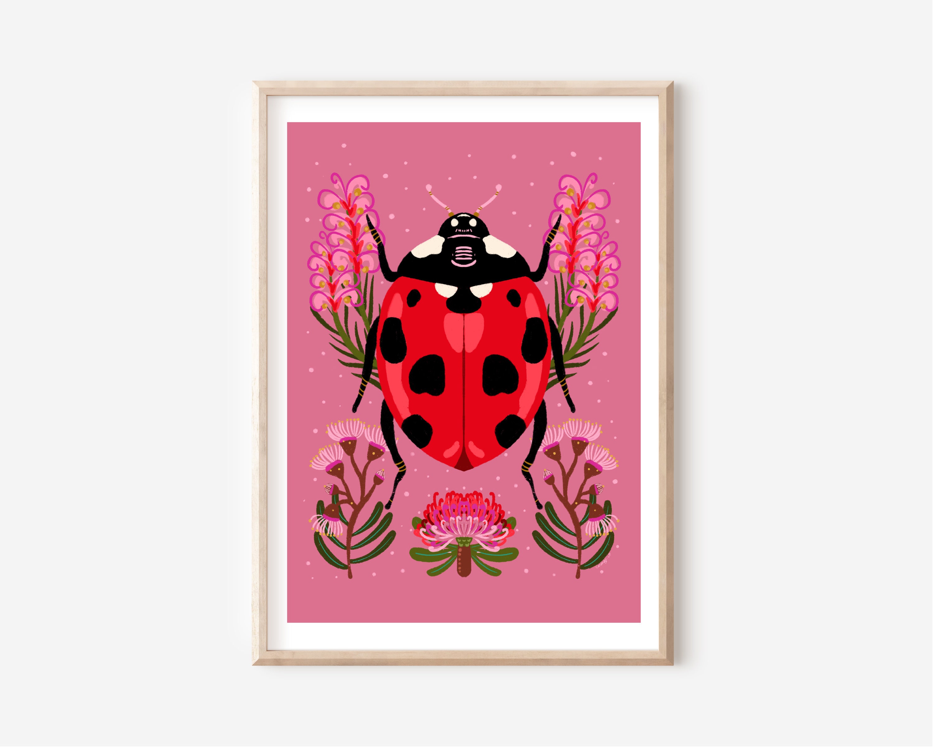 Lady Bug, Pink and Red, Insects and Bugs, Nature Inspired, Botanical ...