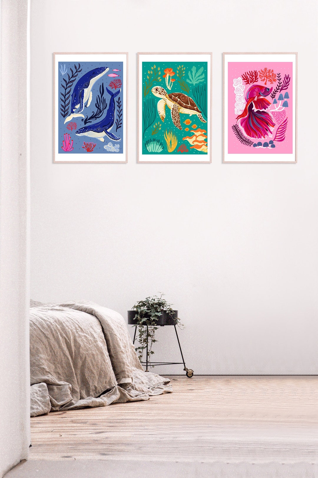 Set of 3 Sea Creatures Ocean Animals Sea Life Marine Life - Etsy