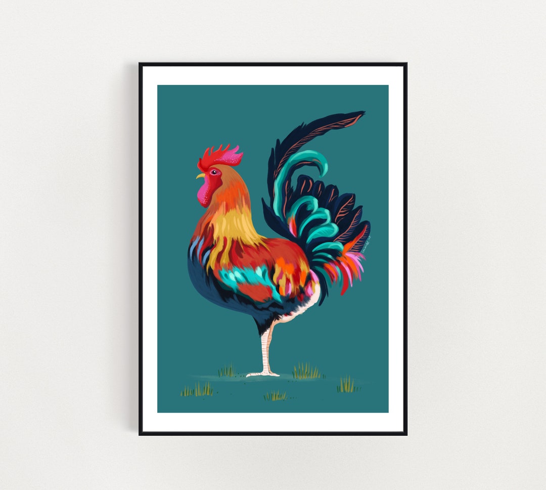 Rooster Art Print A4 / A3 Digital Download Print - Rooster, Farmhouse ...