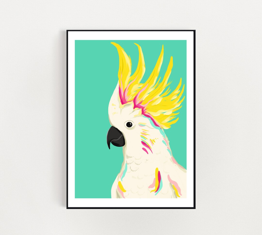 Cockatoo Art Print A4 A3 Digital Download Print Spunky Cocky Bird Digital Illustration Art
