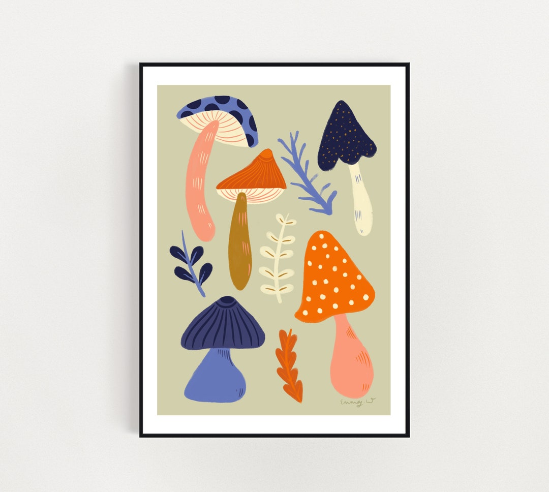 Autumn Mushrooms Art Print A4 / A3 Digital Download Print - Digital ...