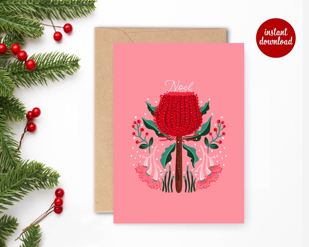 Printable Australian Christmas Card 5 X 7 , Illustrated Aussie ...
