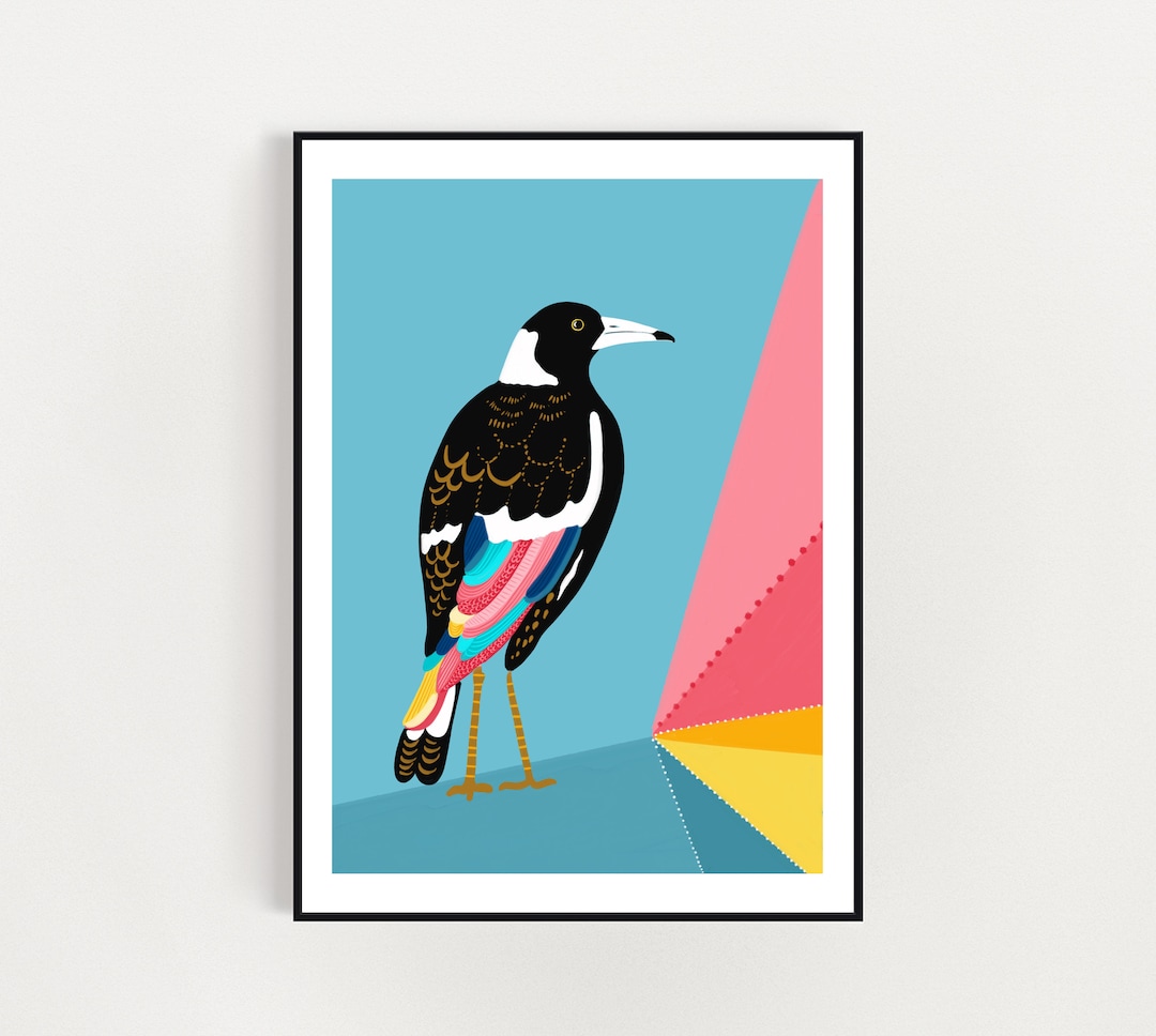 Magpie Art Print A4 / A3 Digital Download Print - Modern Magpie ...