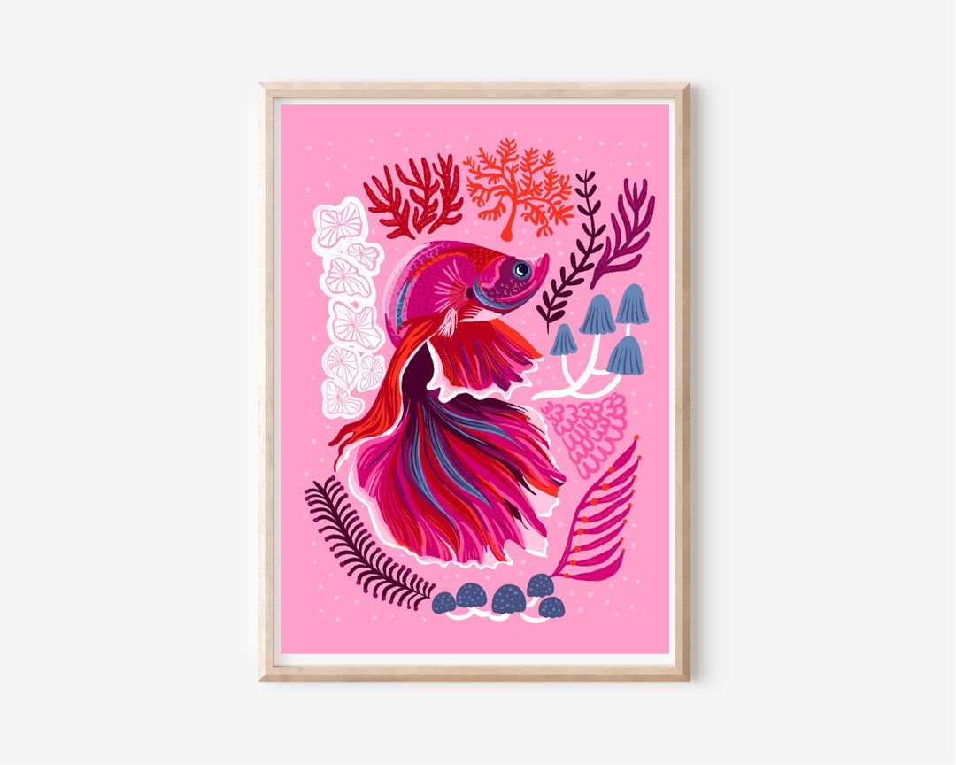 Fighting Fish, Sea Creatures, Coral, Underwater, Ocean A3, A4 Size ...