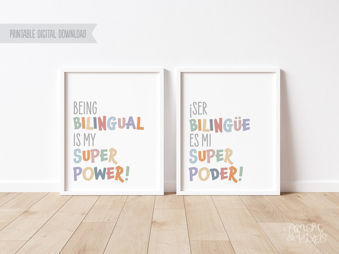 Set of 2 Pastel Bilingual English/spanish Prints for Bedroom, Playroom ...