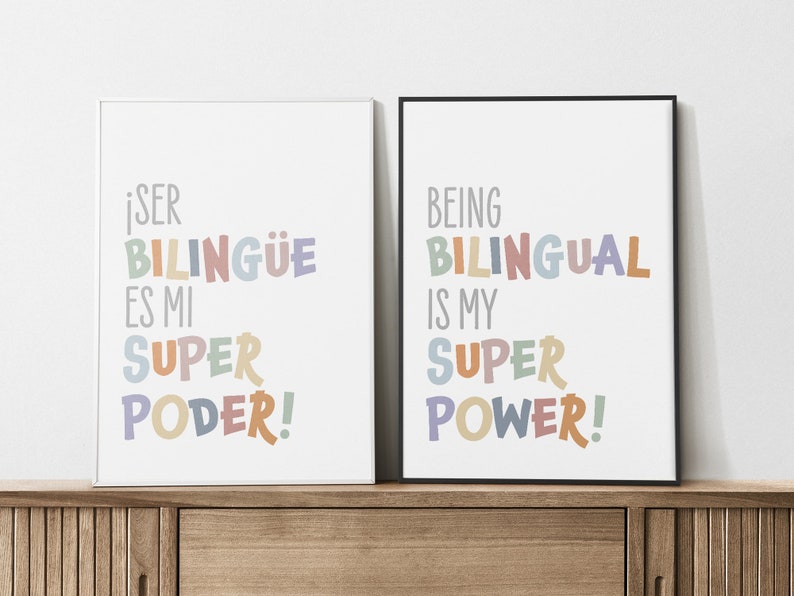 Set of 2 Pastel Bilingual English/spanish Prints for Bedroom, Playroom ...