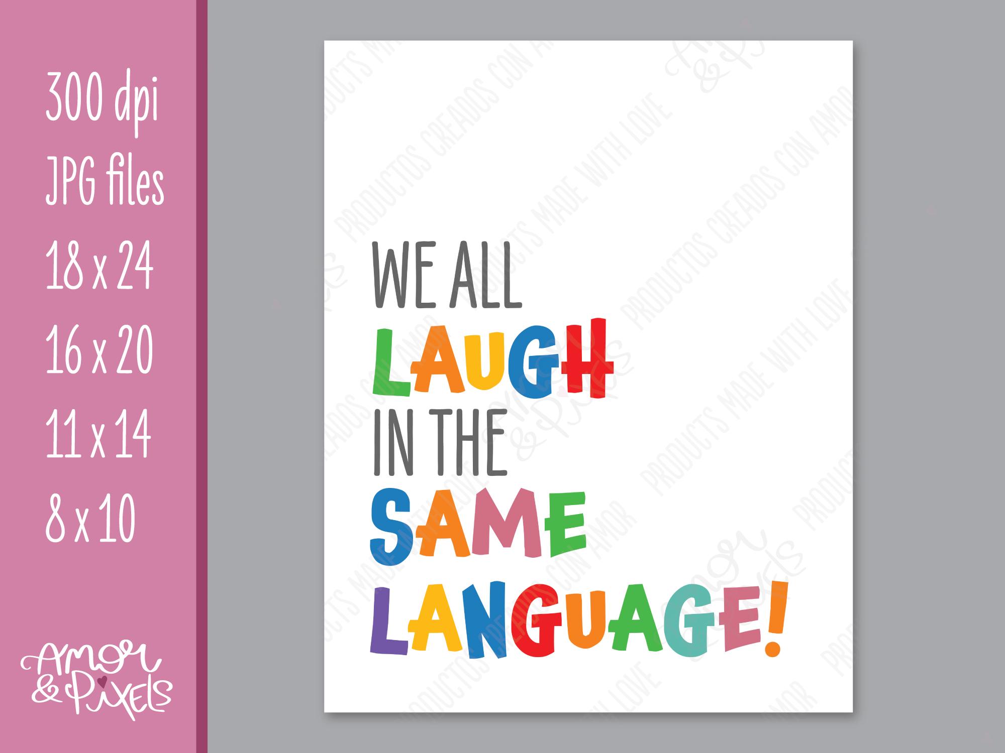 We All Laugh in the Same Language English Print for Bedroom, Nursery ...