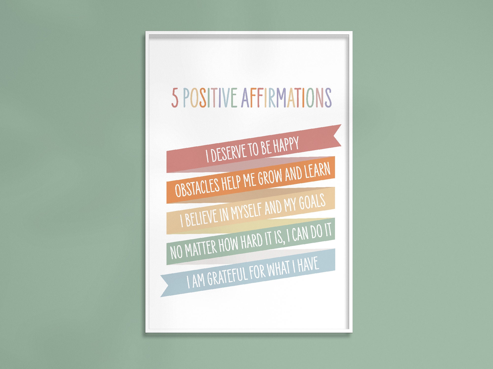 Five Positive Affirmations: English and Spanish Prints for Bedroom ...