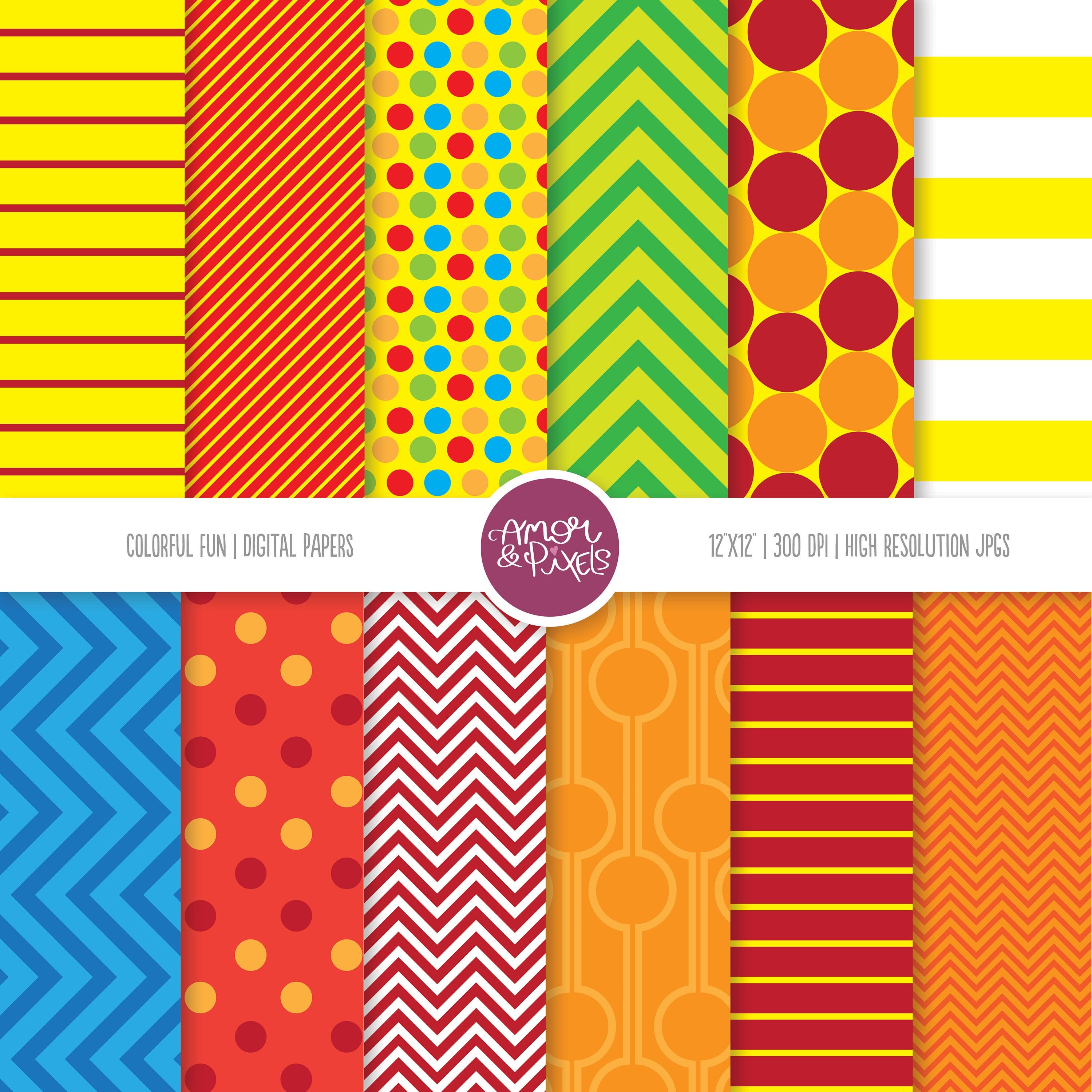Colorful Fun Digital Scrapbook Paper - Etsy