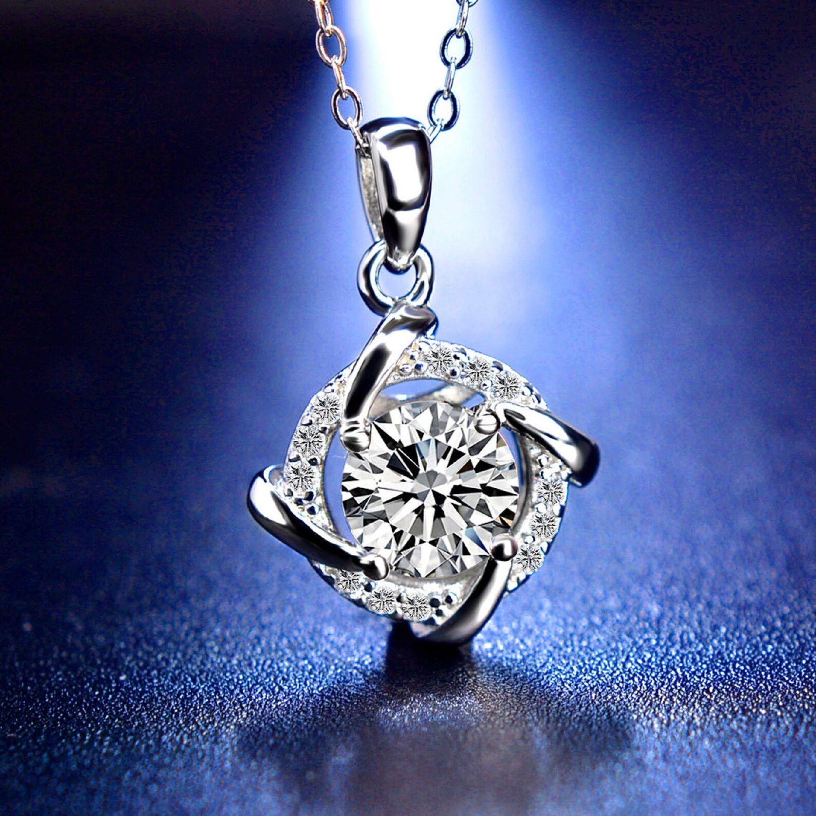 Moissanite Diamond Necklace Pendant 1 0ct D Color Round 925 Etsy