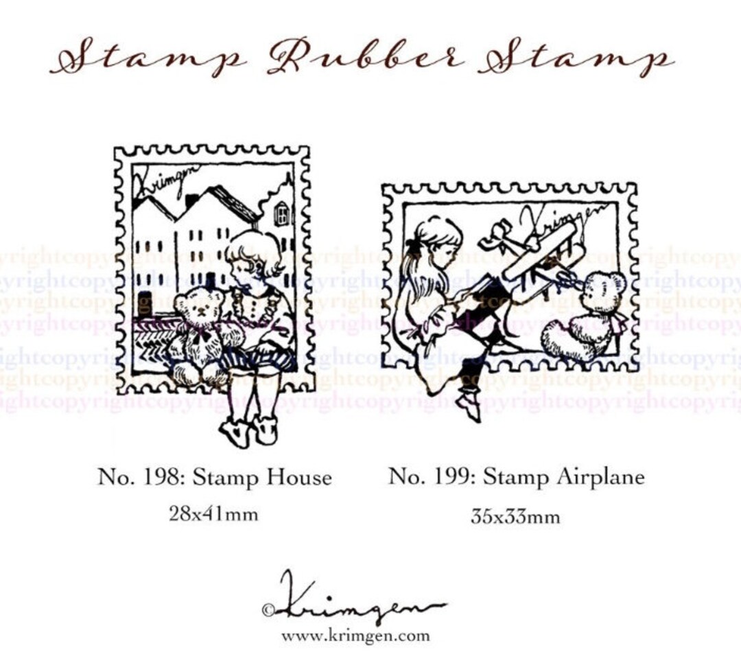 New! Krimgen - Stamp House #198 & Stamp Airplane #199 - Etsy