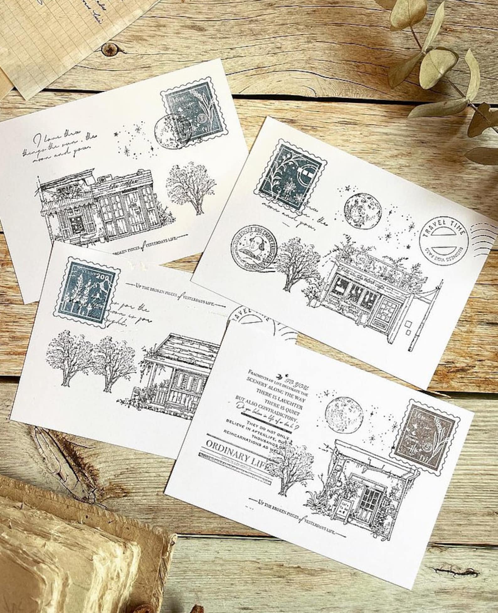 Ladyf05 Old Cafe Stamps in 4 Variations - Etsy