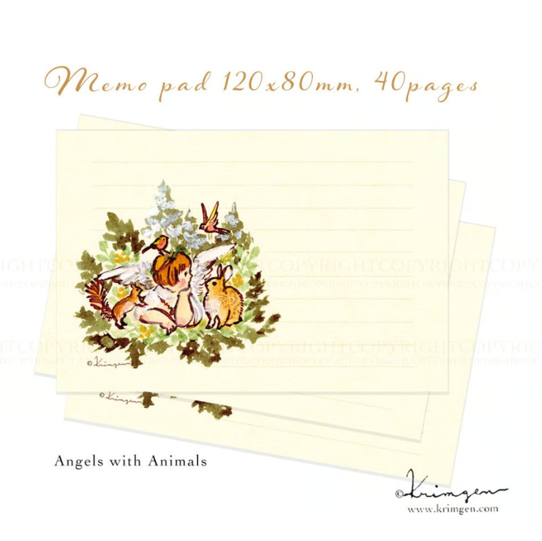NEW Krimgen Angels of Animals Memo Pad - Etsy