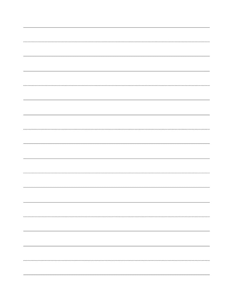 Primary Writing Paper - Blank W/dotted Mid Line - 1pt/black Lined ...