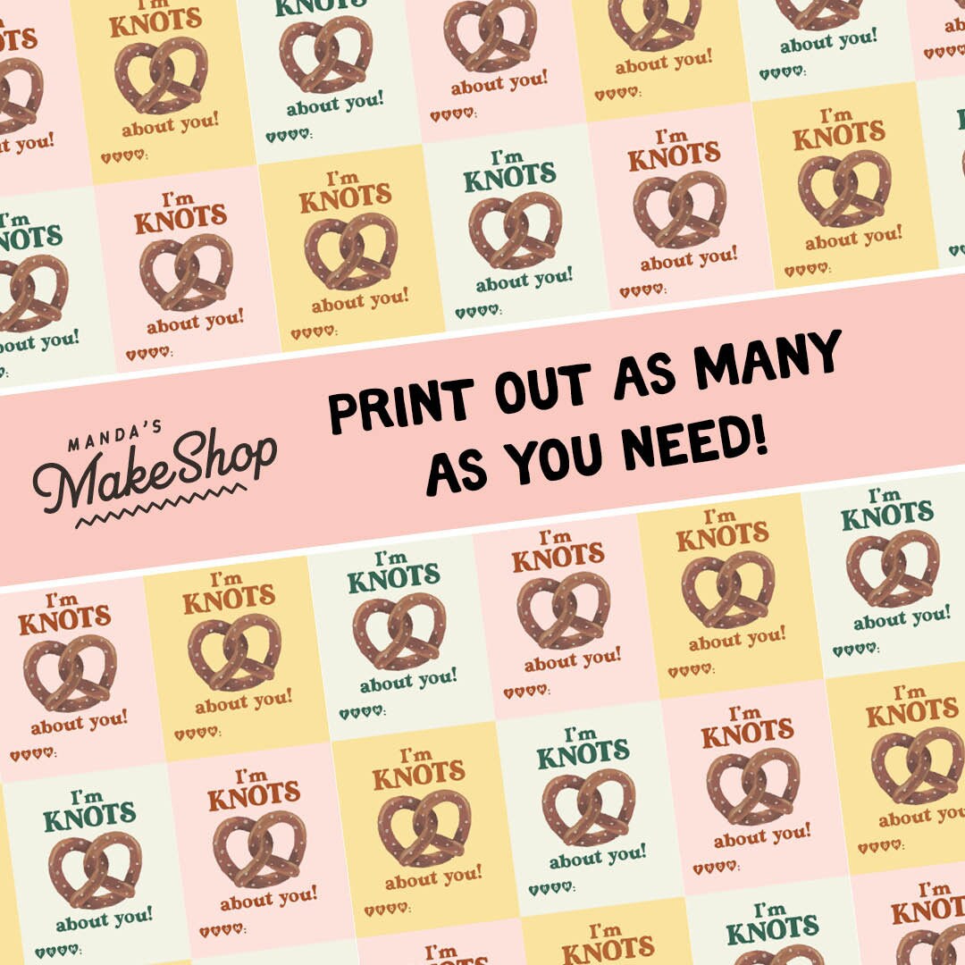 Print-at-home Valentines With Pretzel Design - Etsy