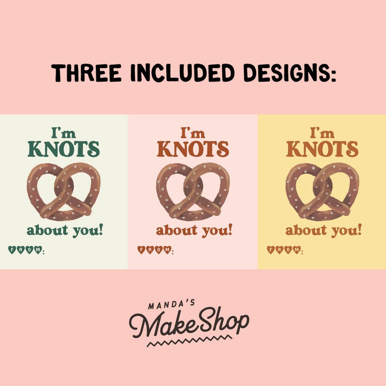 Print-at-home Valentines With Pretzel Design - Etsy