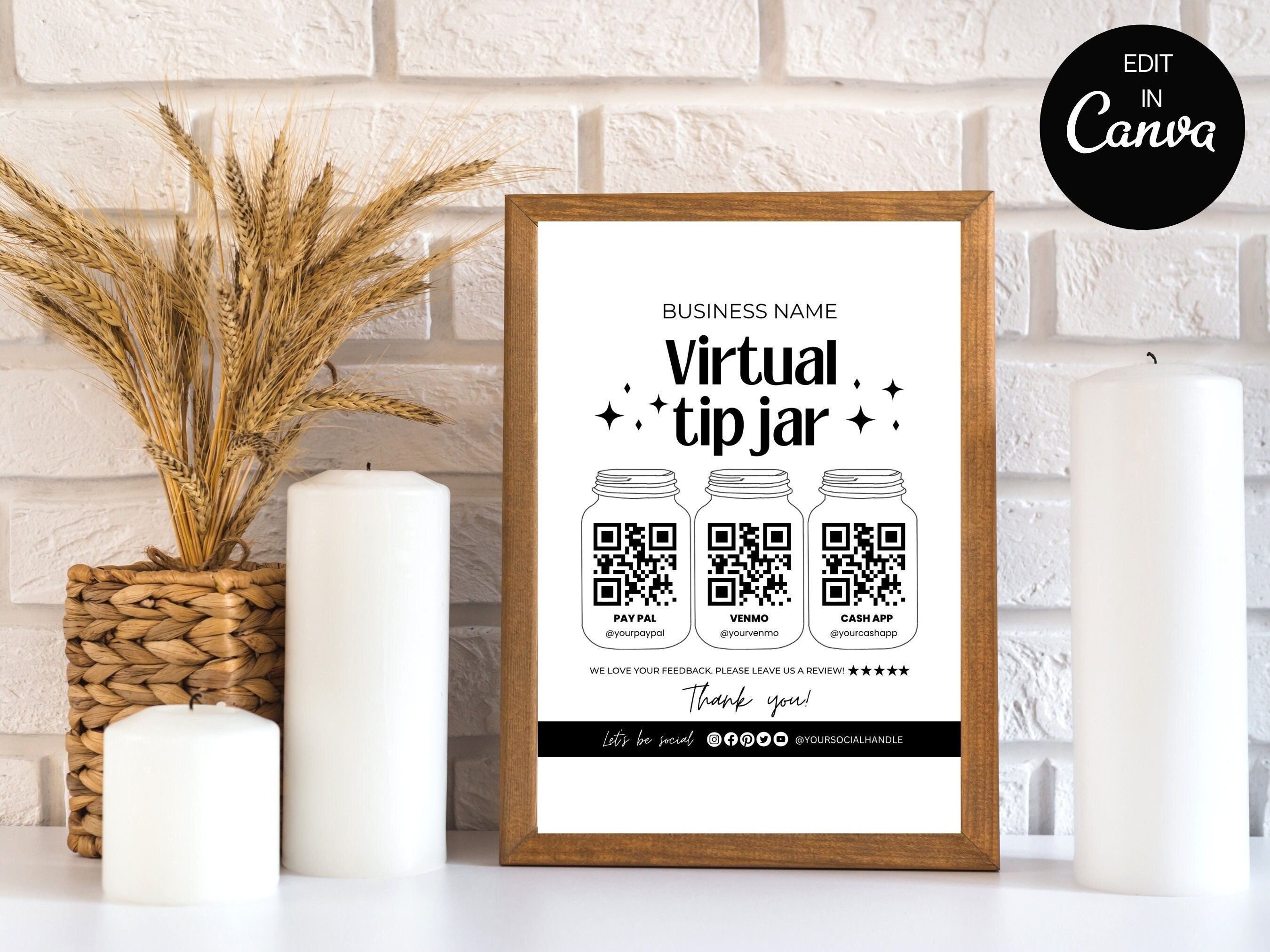 Printable Virtual Tip Jar Venmo Payment Sign QR Code Sign - Etsy
