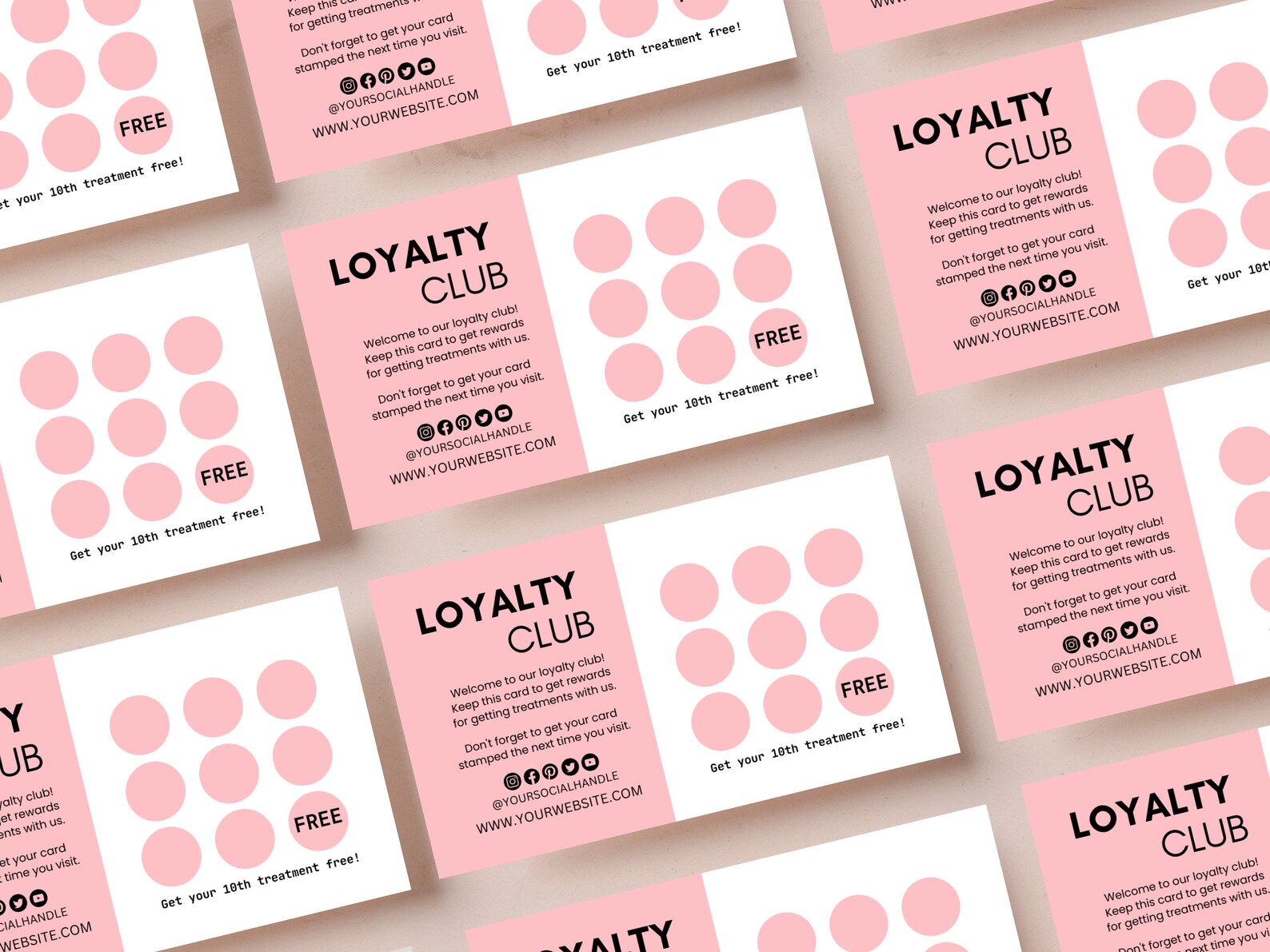 Pink Loyalty Card Template / Modern Rewards Card / Single Sided ...