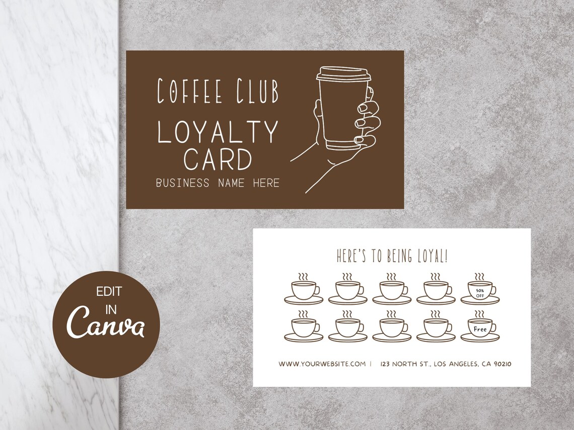 Coffee Shop Loyalty Card, Loyalty Card Template, Customer Loyalty Card ...