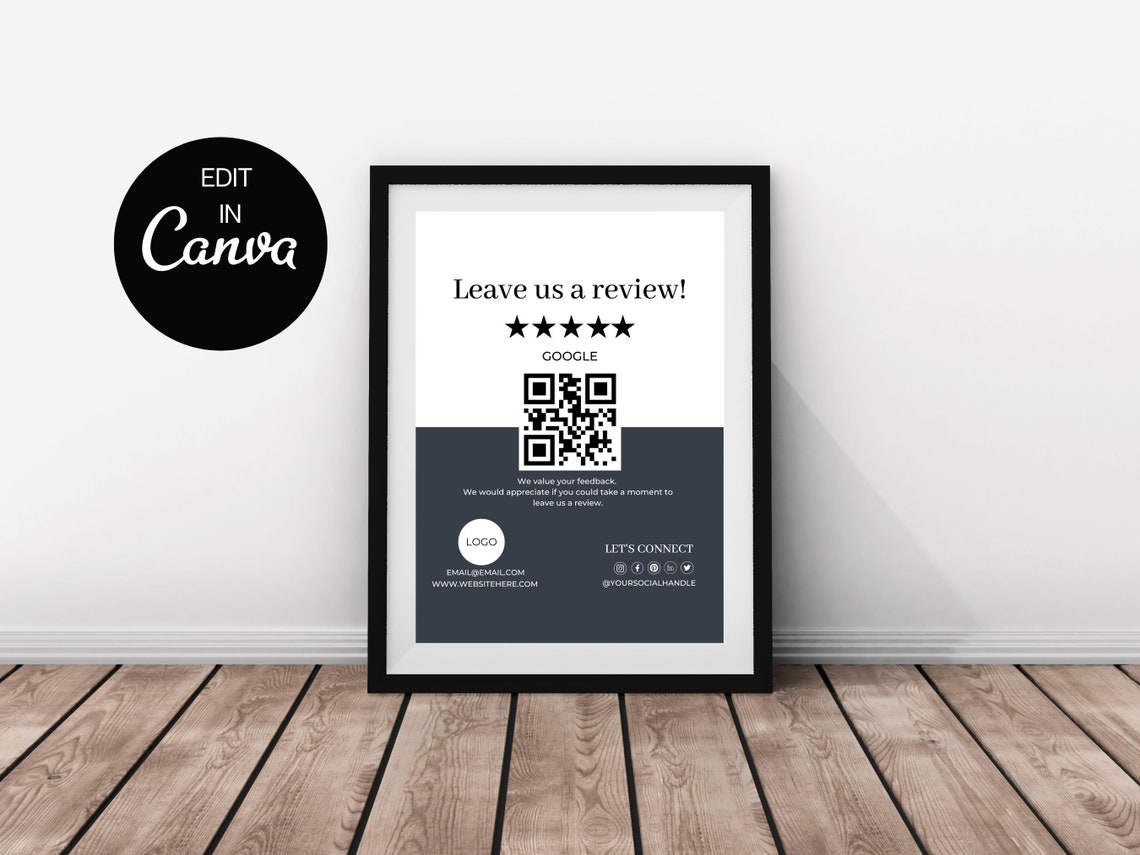 Ask for Review QR Code Sign Template, Google Review Sign, Facebook ...