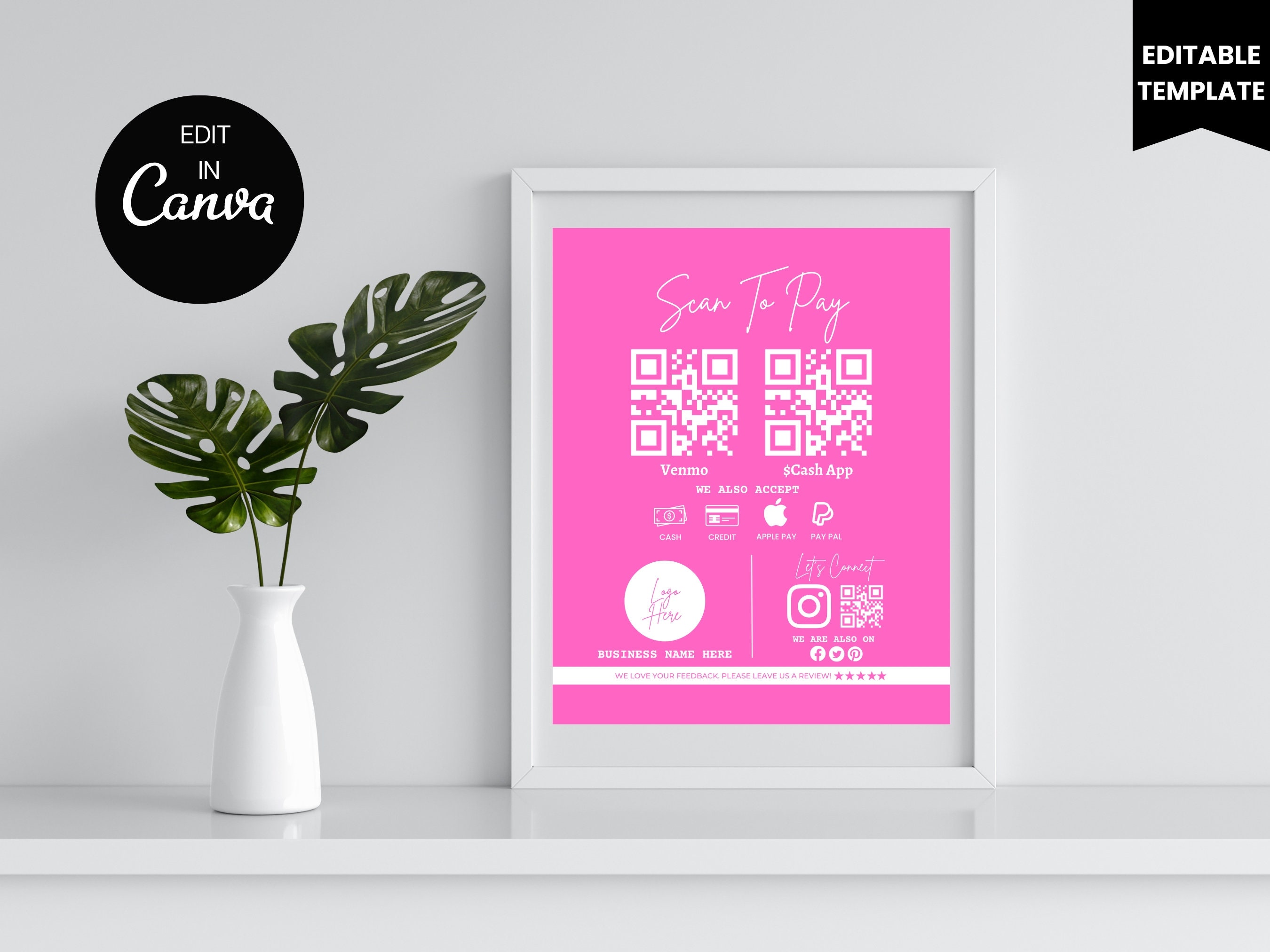 Editable Scan to Pay Sign Printable Scan to Pay Template QR - Etsy