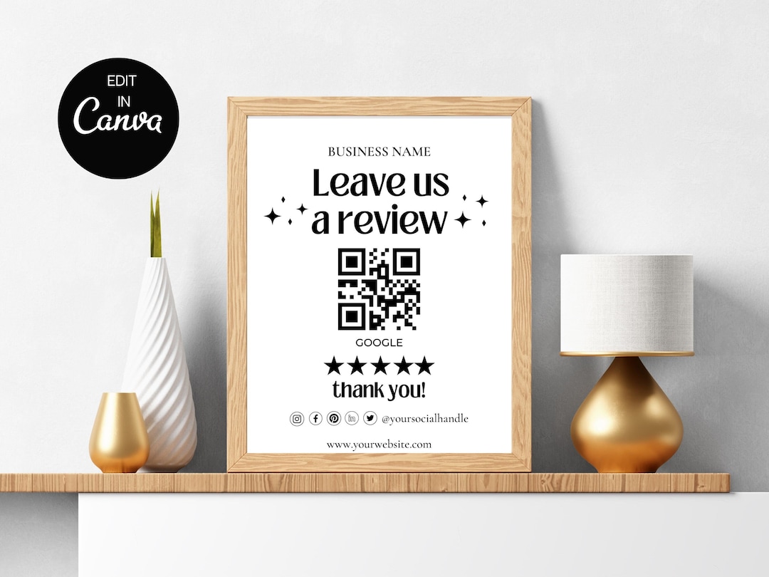 Business Review Sign, QR Code Sign Template, Small Business Marketing ...