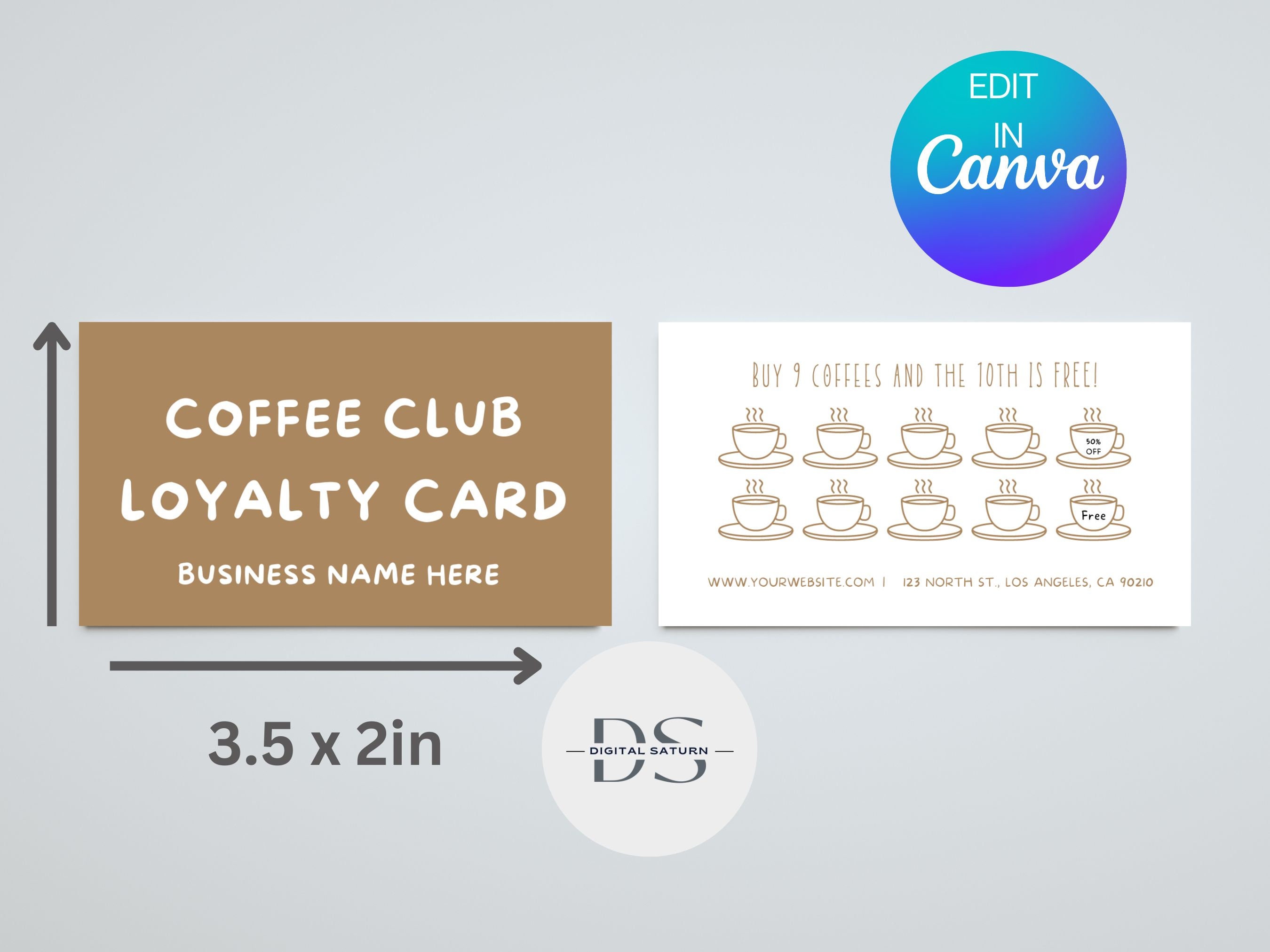 Coffee Loyalty Card Template - Coffee Rewards Card Printable, Cafe ...