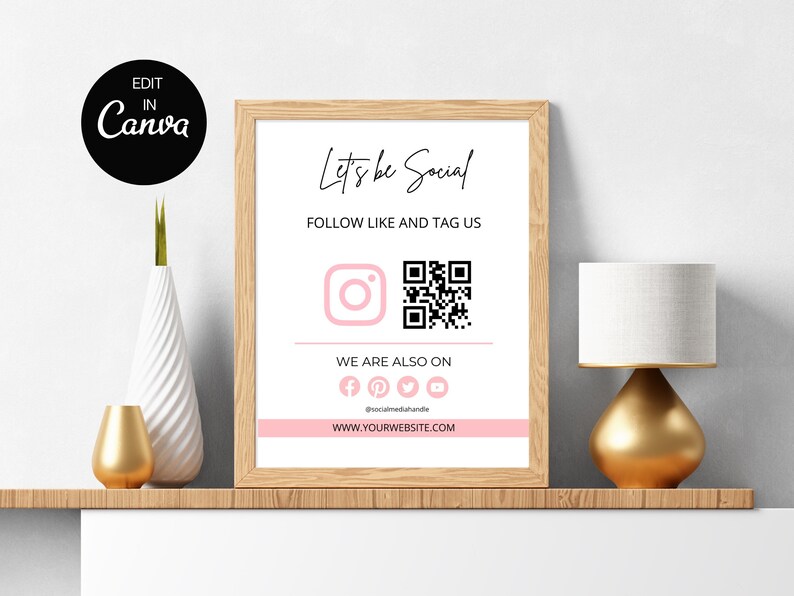 Social Media QR Code Sign Template Editable QR Code Sign - Etsy