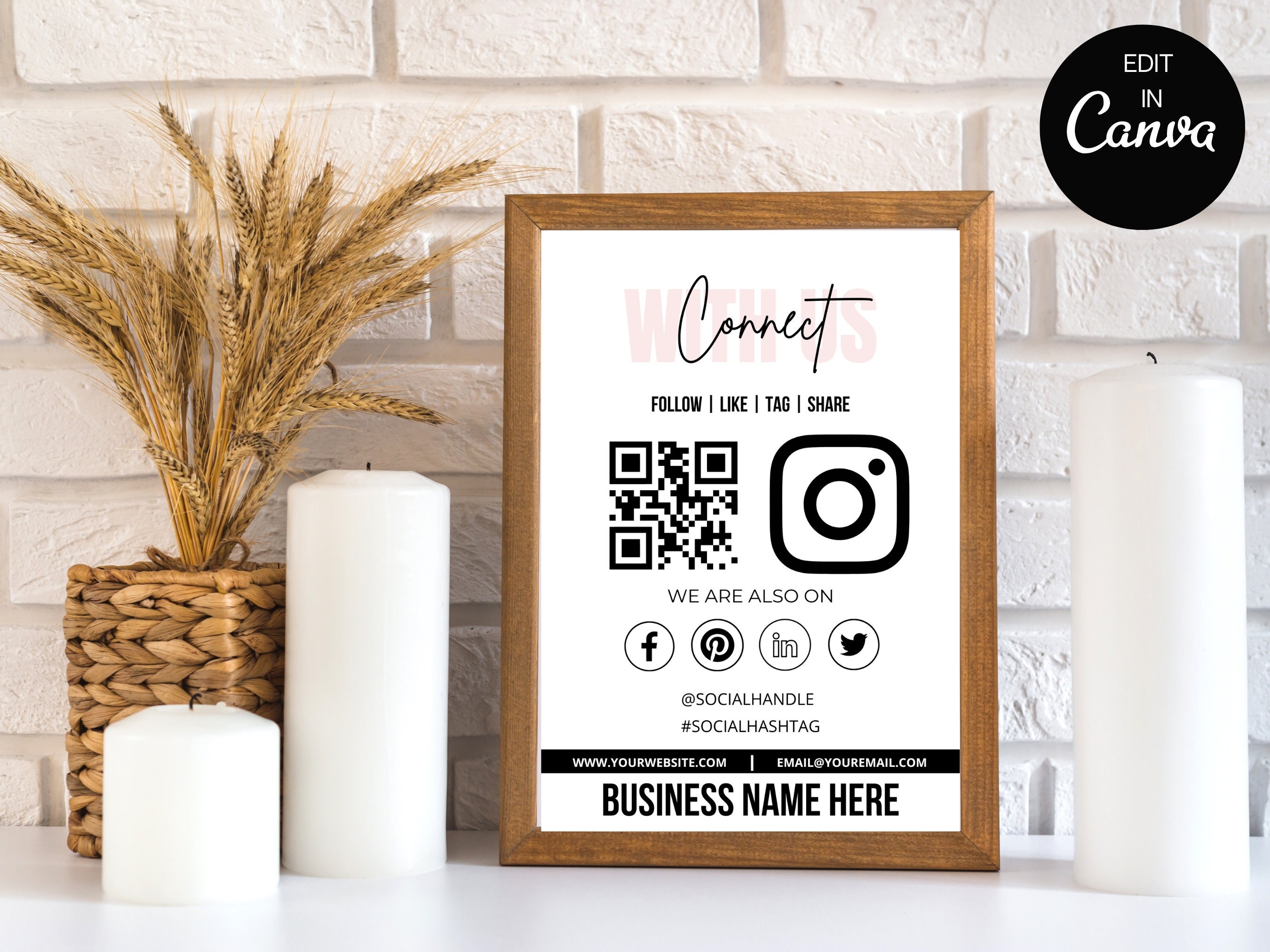 Social Media Sign Connect With Us Sign Custom Social Media Sign Small ...