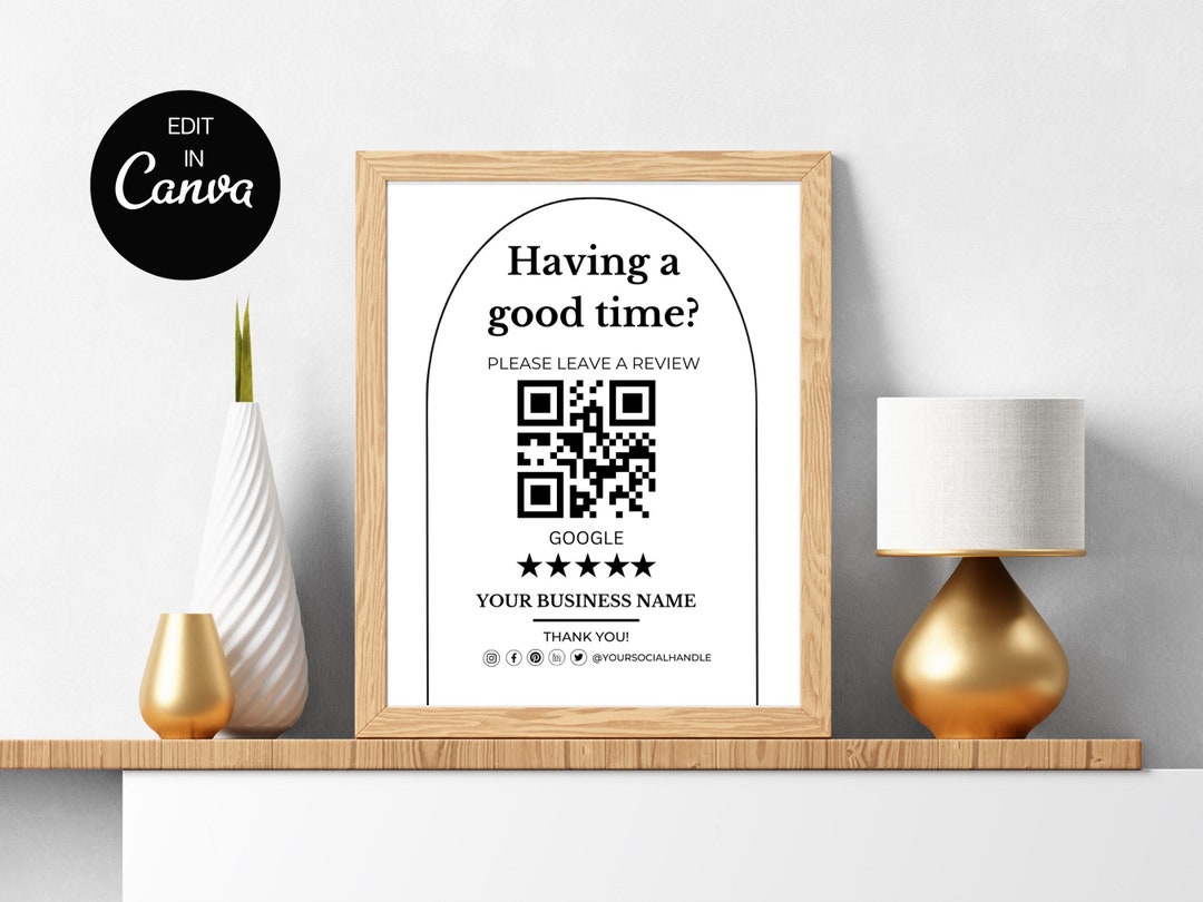 Review QR Code Sign Template, Google Review Sign, Facebook Review Sign ...