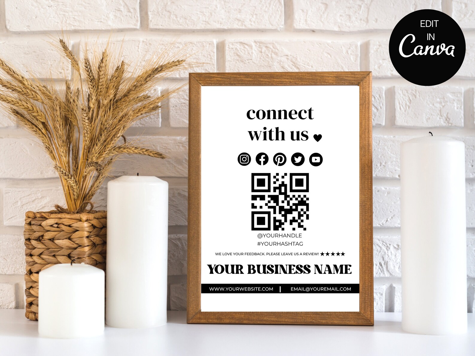 Social Media QR Code Sign Template,let's Connect on Social Media ...