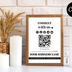 Social Media QR Code Sign Template,let's Connect on Social Media ...