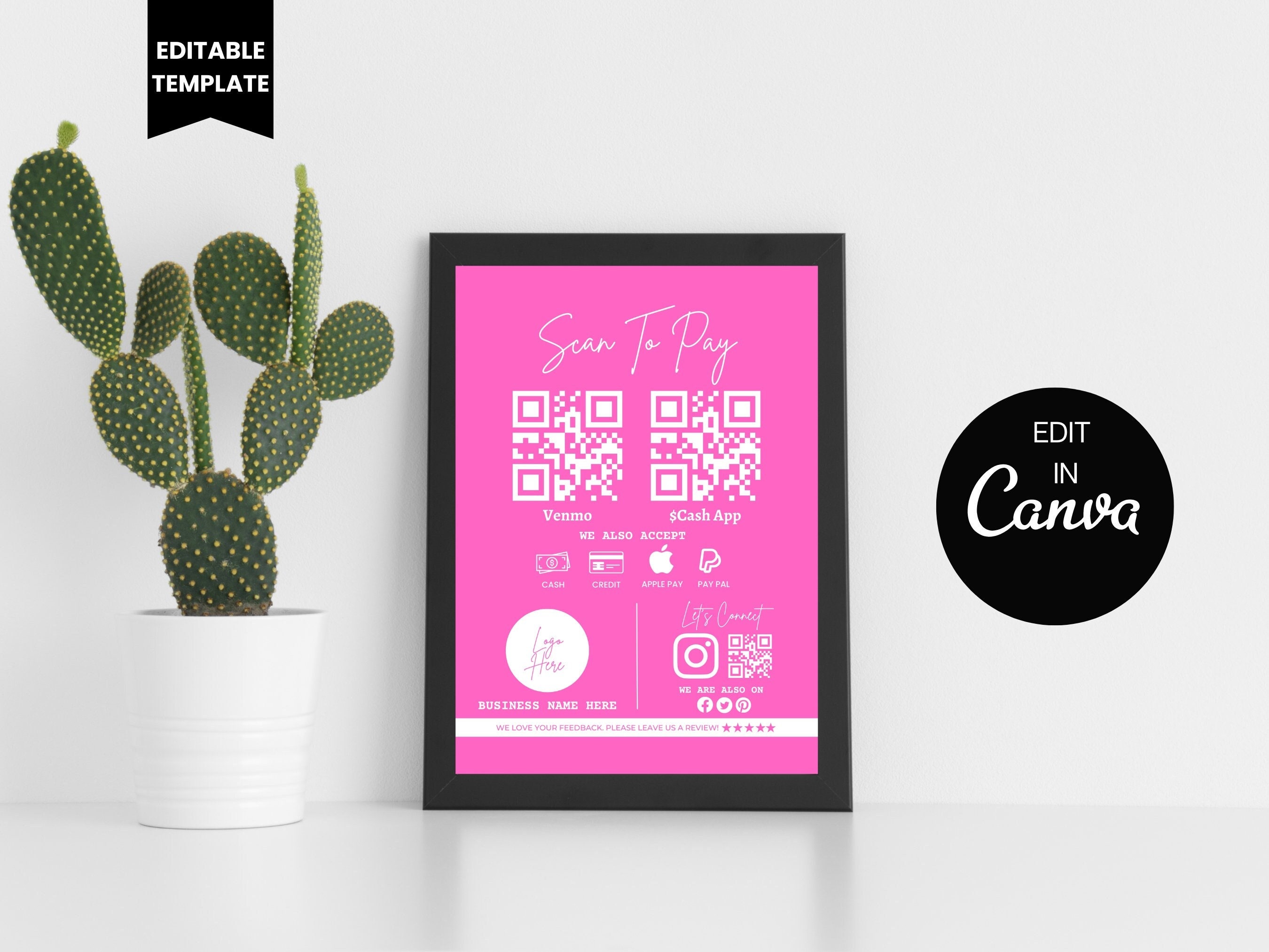 Editable Scan to Pay Sign Printable Scan to Pay Template QR - Etsy